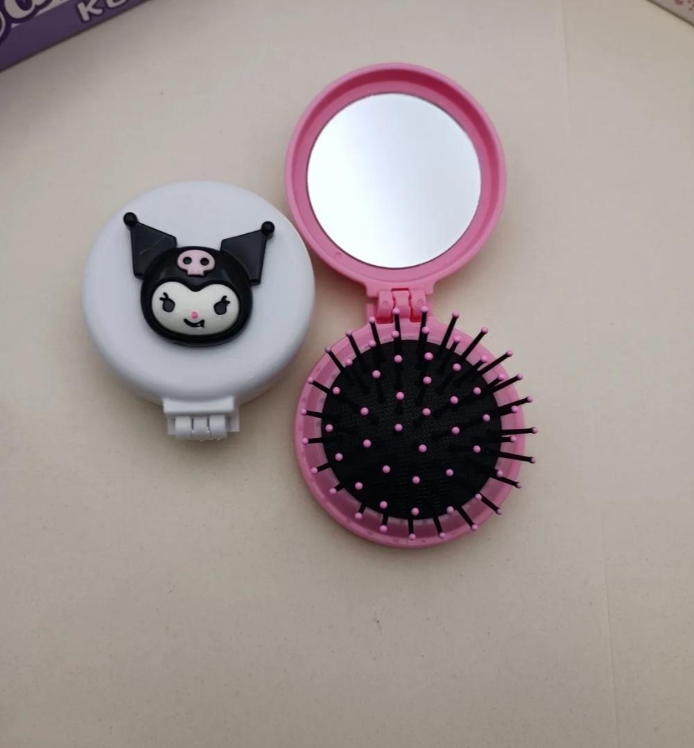 sanrio kawaii kuromi aynalı tarak kapaklı mini çep ayna ve tarak lüx ...